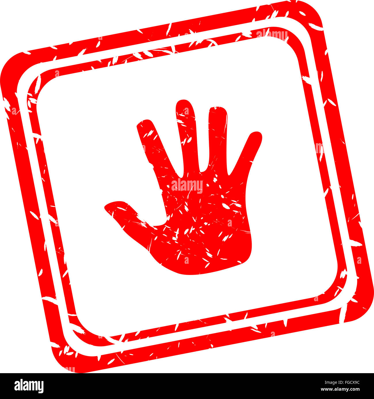 Big hand symbol on red stamp isolated on white Stock Photo - Alamy