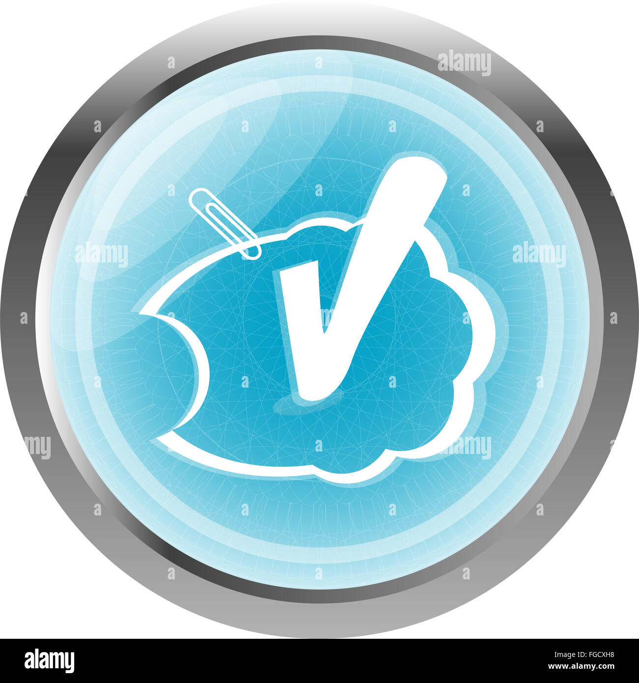 Icon on the clouds with check mark sign Stock Photo - Alamy