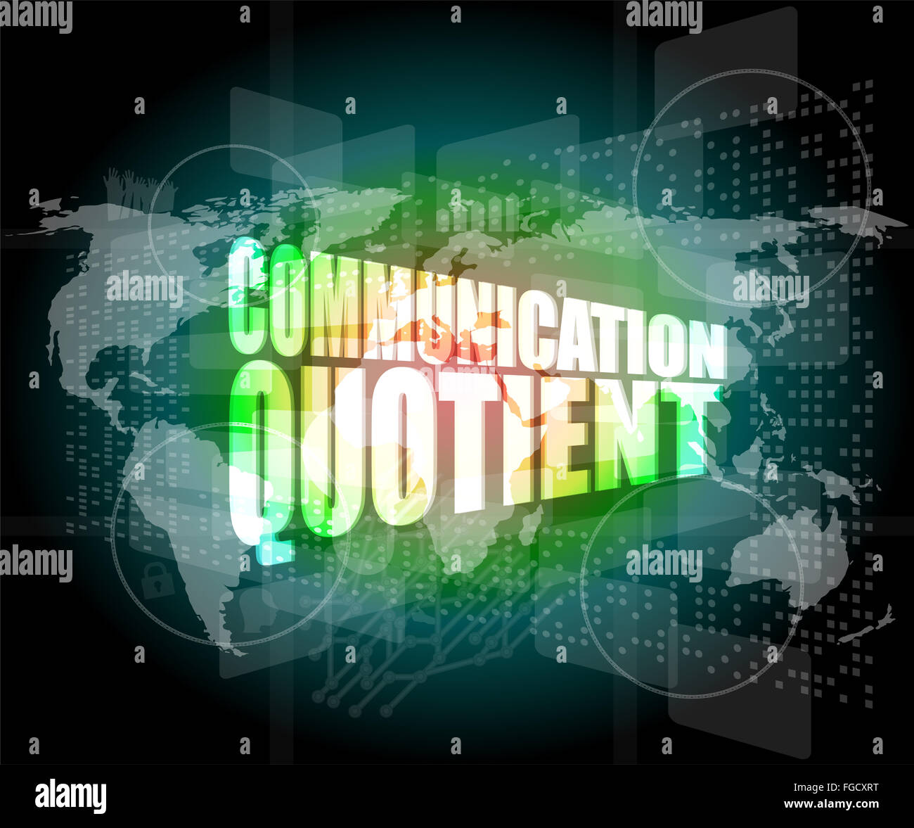 communication quotient word on business digital touch screen Stock ...