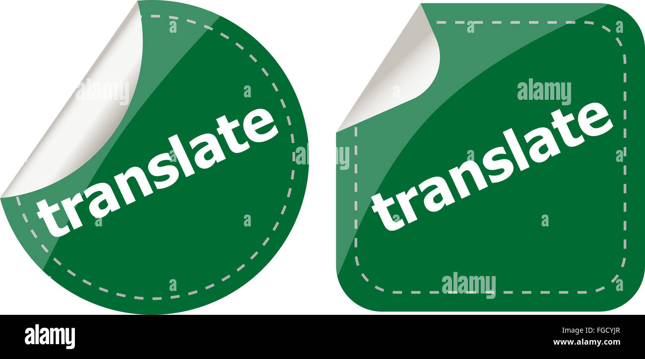 translate stickers set on white, icon button isolated on white Stock ...