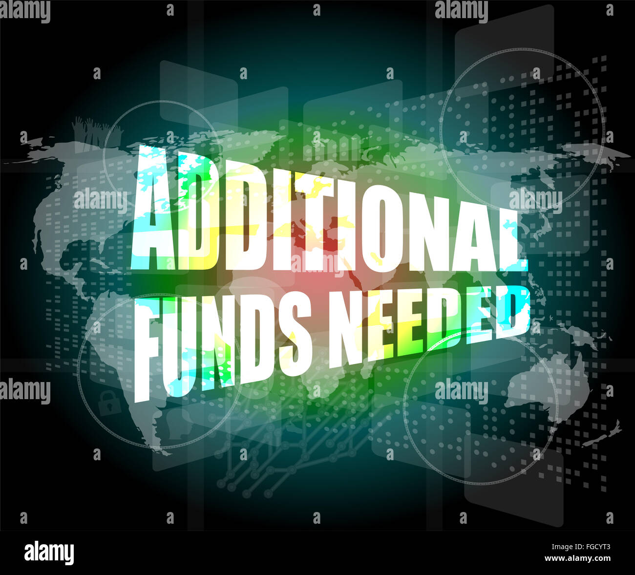 Backgrounds touch screen with additional funds needed words Stock Photo ...
