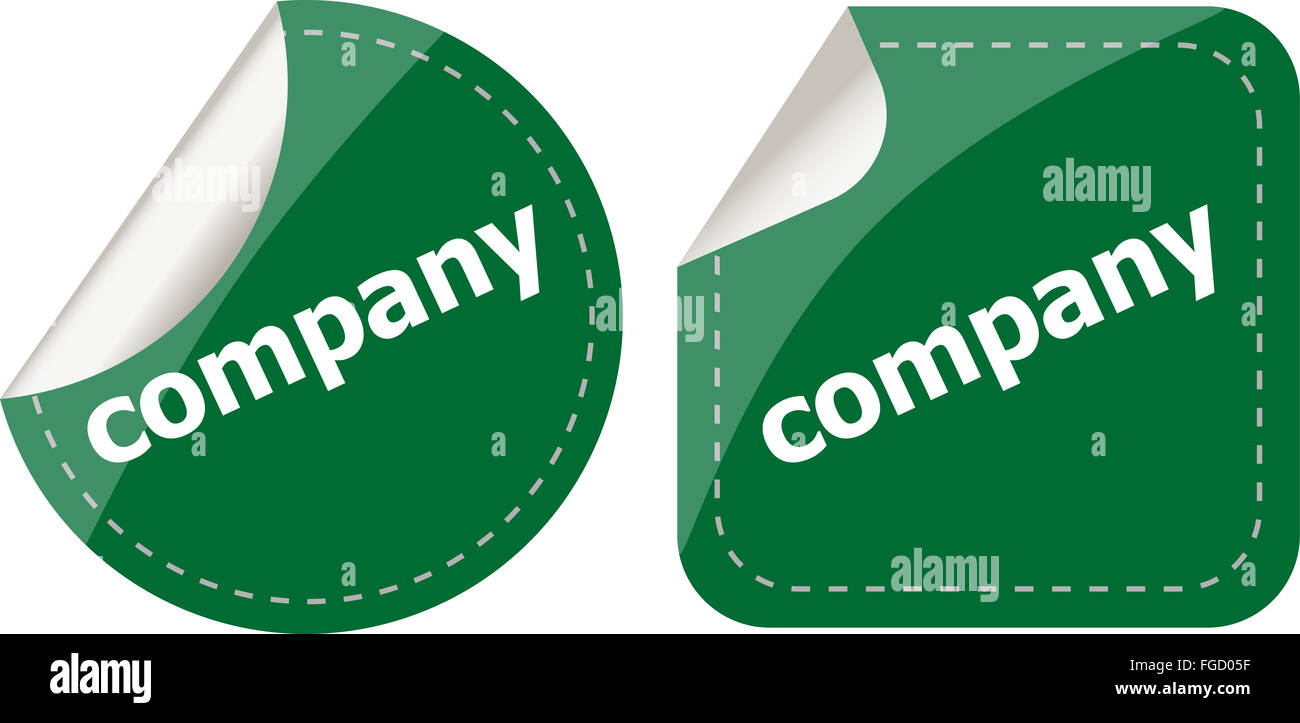 company word on stickers button set, label Stock Photo - Alamy