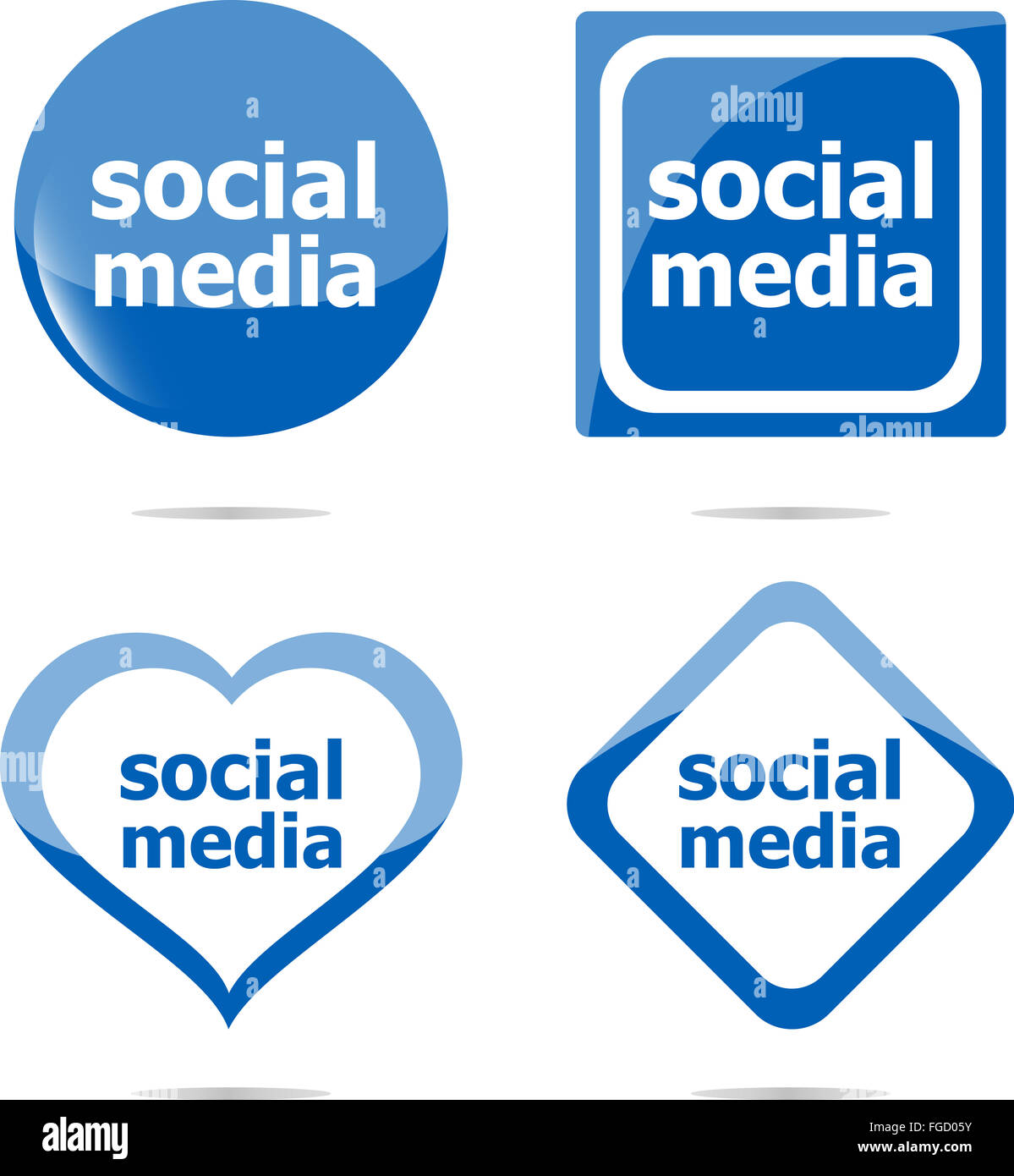 social media word on icon set (web button Stock Photo - Alamy