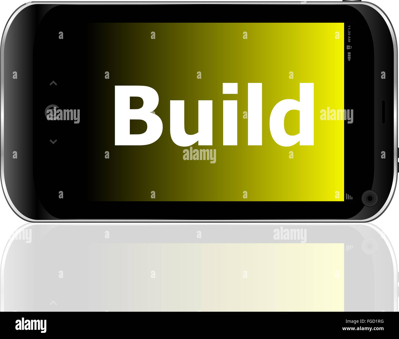 smartphone with text build on display. Mobile smart phone on White ...