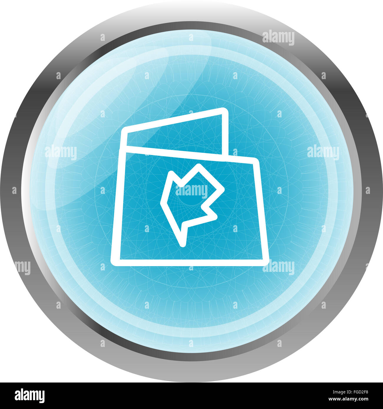Folder icon web button with map isolated on white Stock Photo - Alamy