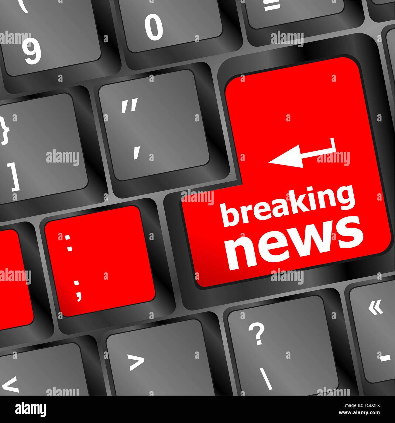 breaking news button on computer keyboard pc key Stock Photo - Alamy