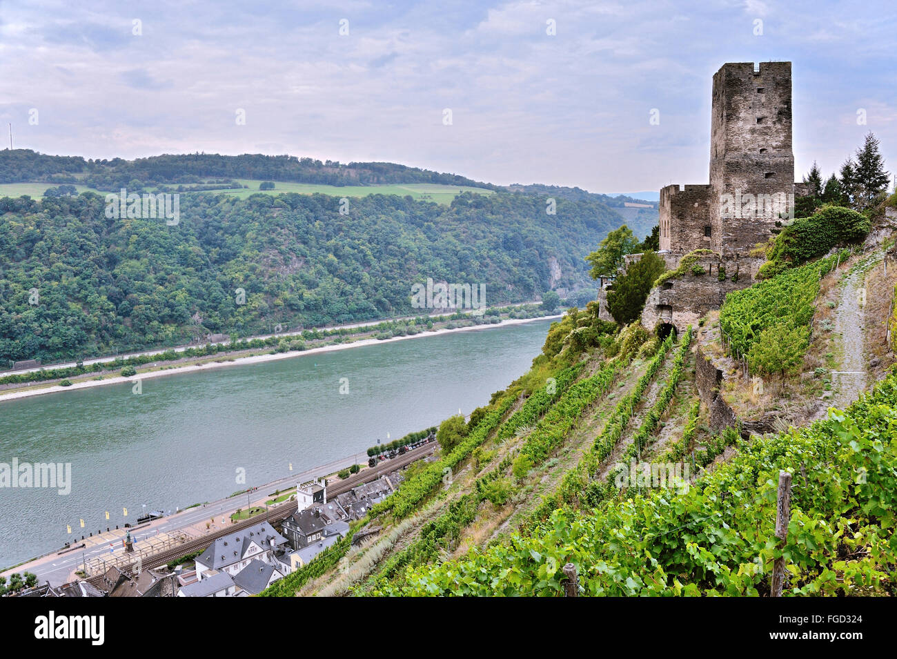 Gutenfels Castle, also known as Caub Castle, above town Kaub, Upper ...