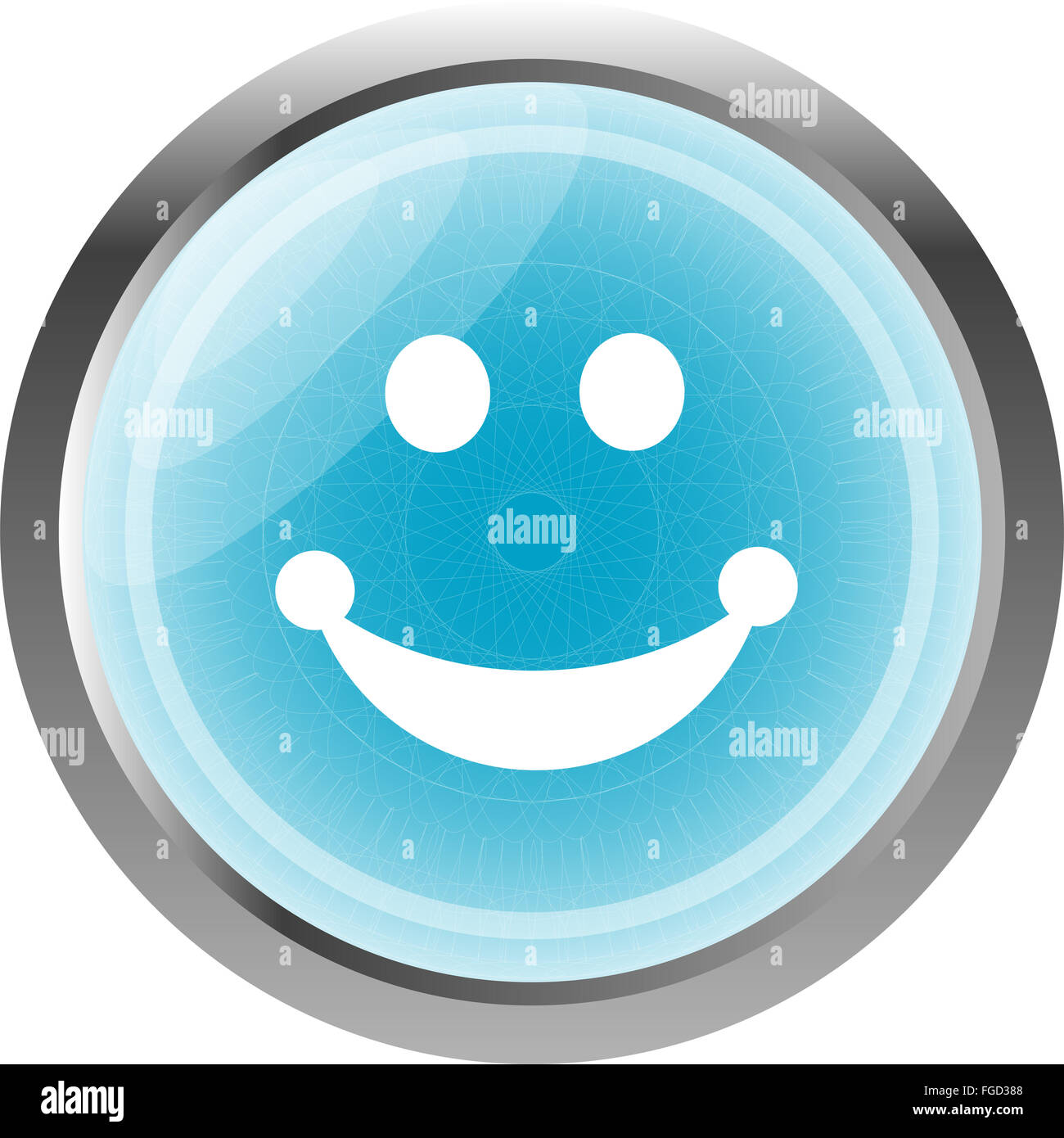 Smile icon glossy button isolated on white Stock Photo - Alamy