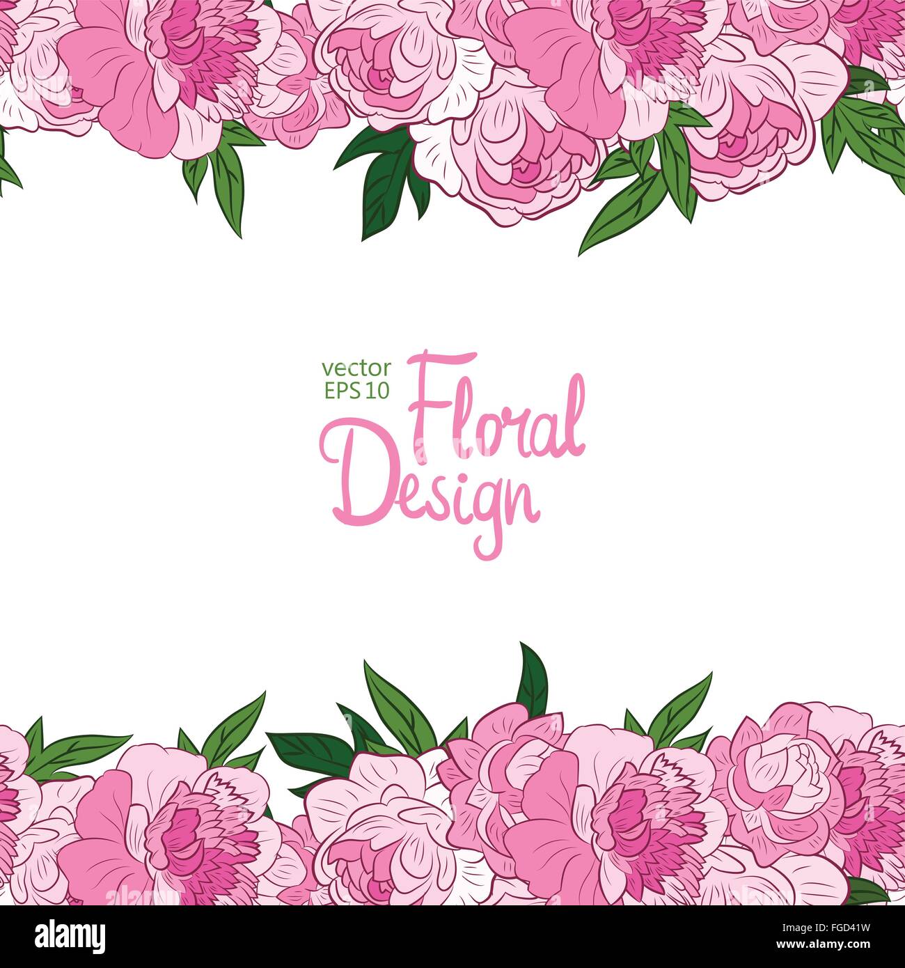 Vector border with peonies Stock Vector Image & Art - Alamy