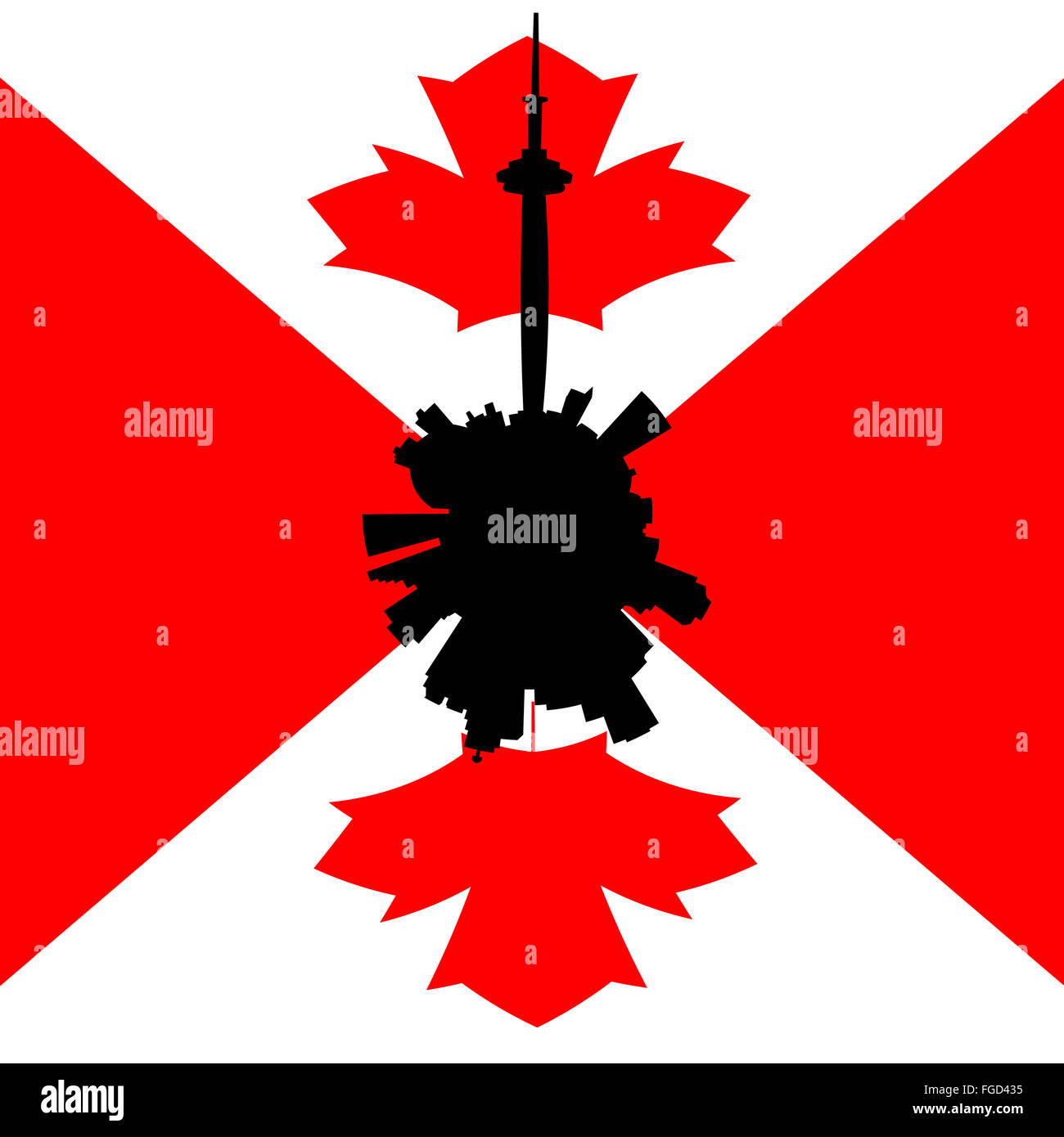 Toronto circular skyline with Canadian flag illustration Stock Photo ...