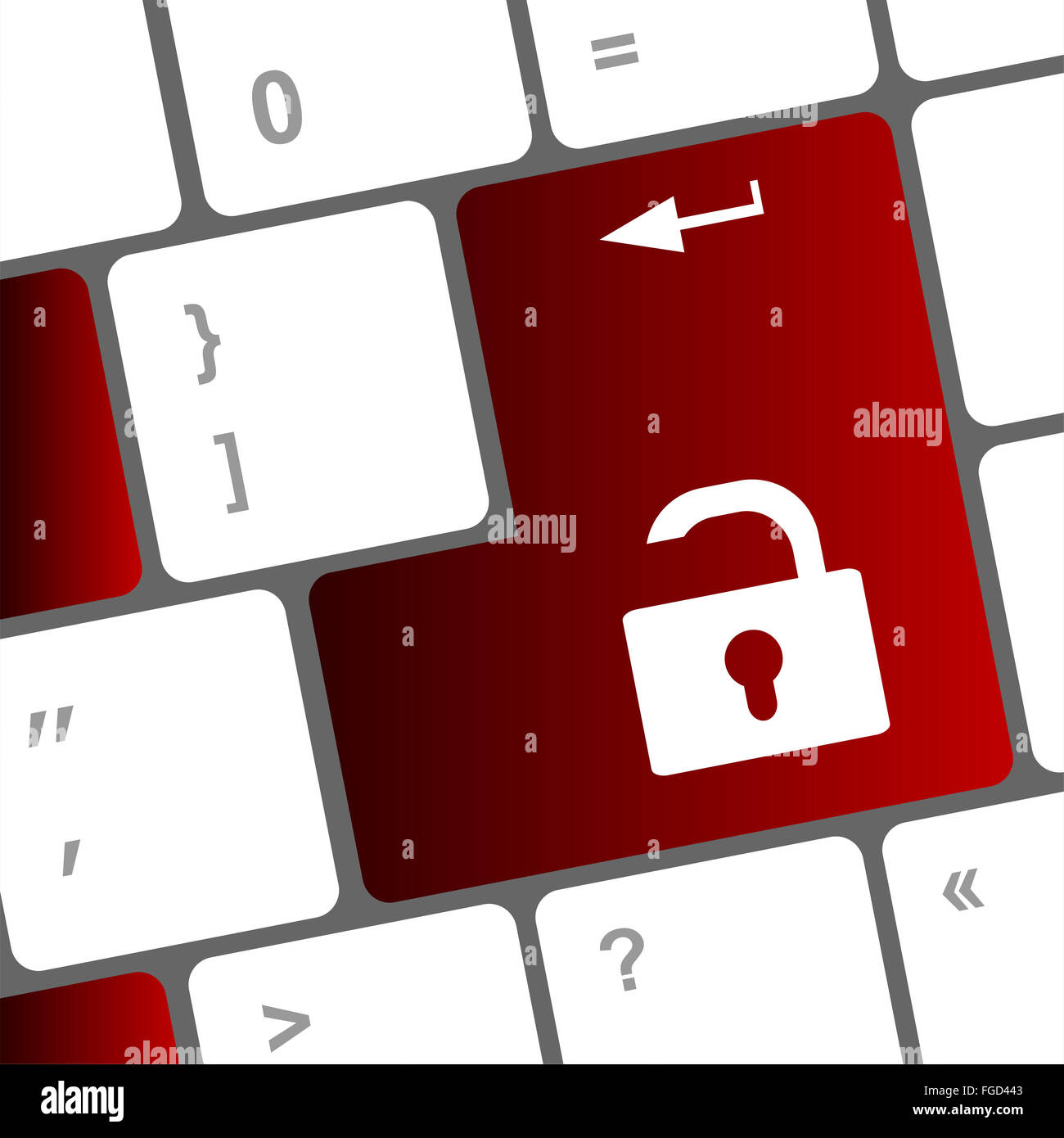 open lock button on the keyboard key Stock Photo - Alamy