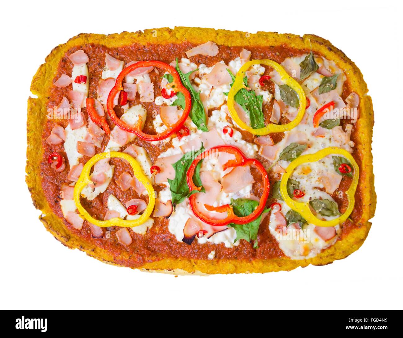 Top view of rectangular 3 in 1 oven baked cauliflower pizza crust ...