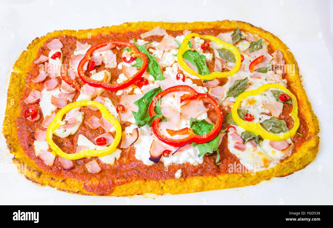 Top view of rectangular 3 in 1 oven baked cauliflower pizza crust ...