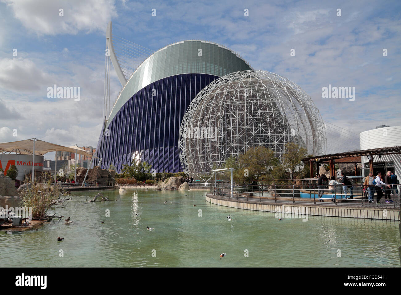 View from inside L'Oceanogràfic towards the aviary and the Agora ...
