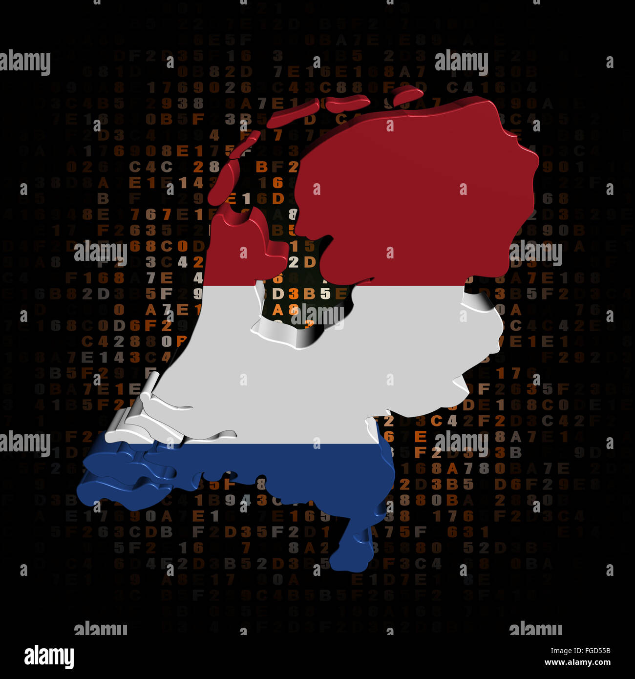 Netherlands map flag on hex code illustration Stock Photo - Alamy