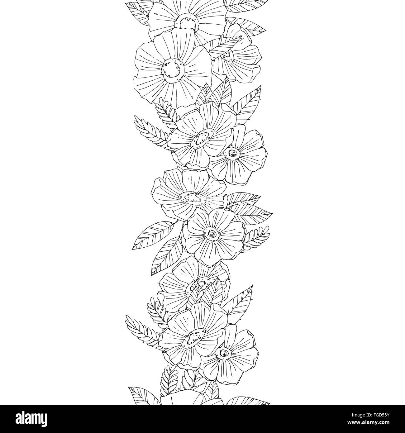 Vertical seamless floral border Stock Vector Image & Art - Alamy