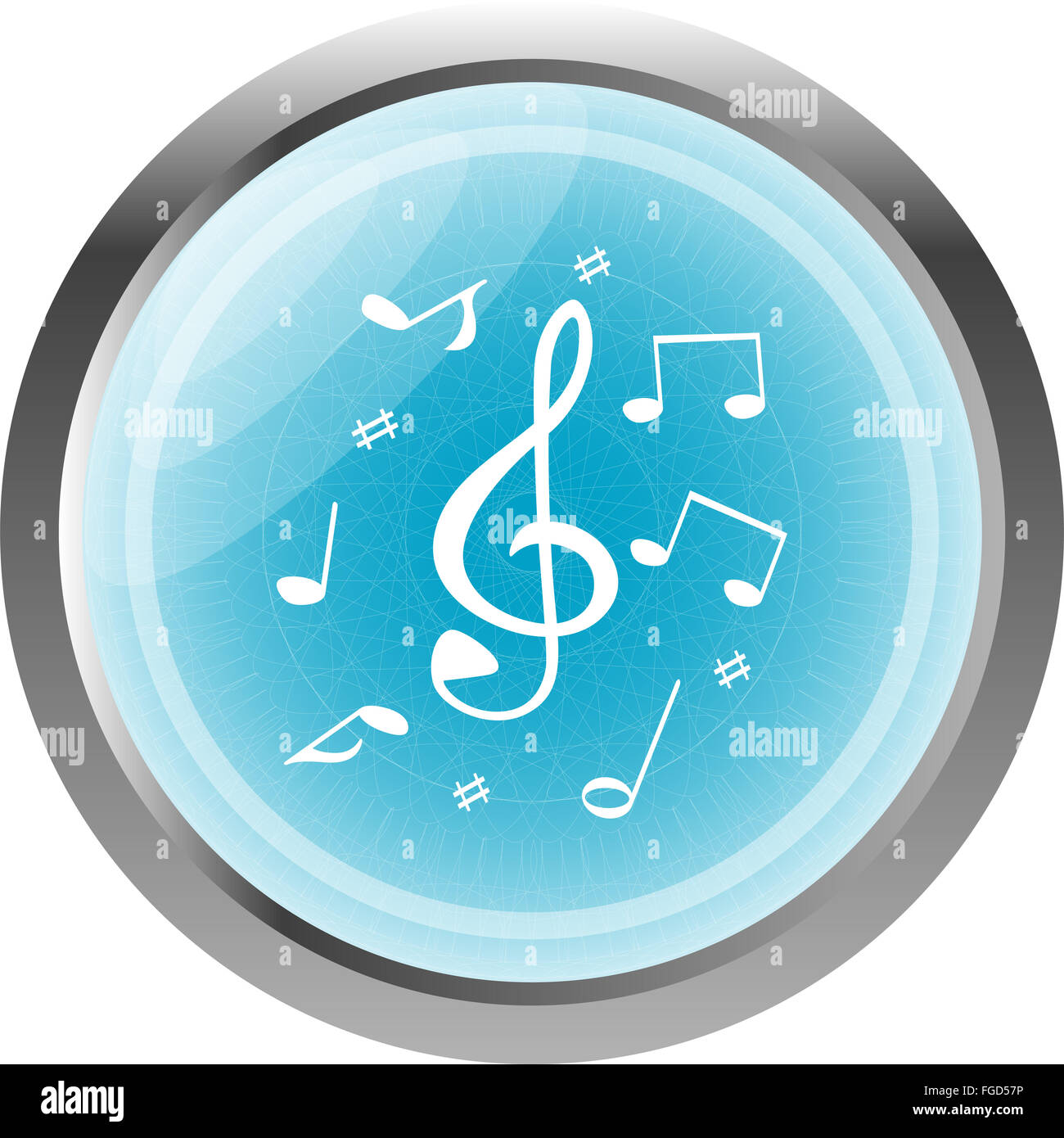 music round glossy web icon on white background Stock Photo - Alamy