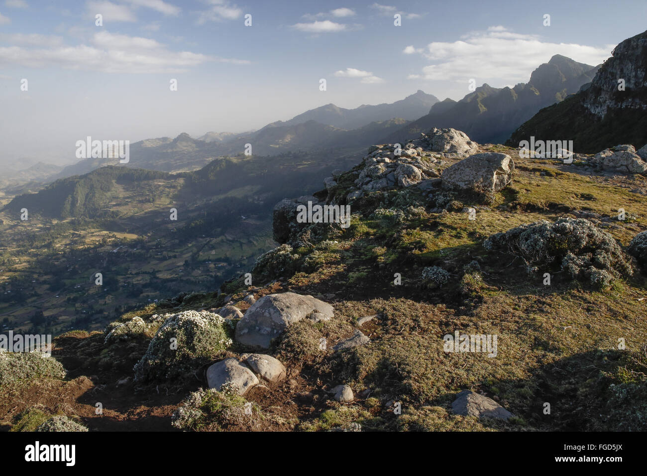 View near Gemessa Gedel looking along Ankober Escarpment, Semien Shewa ...