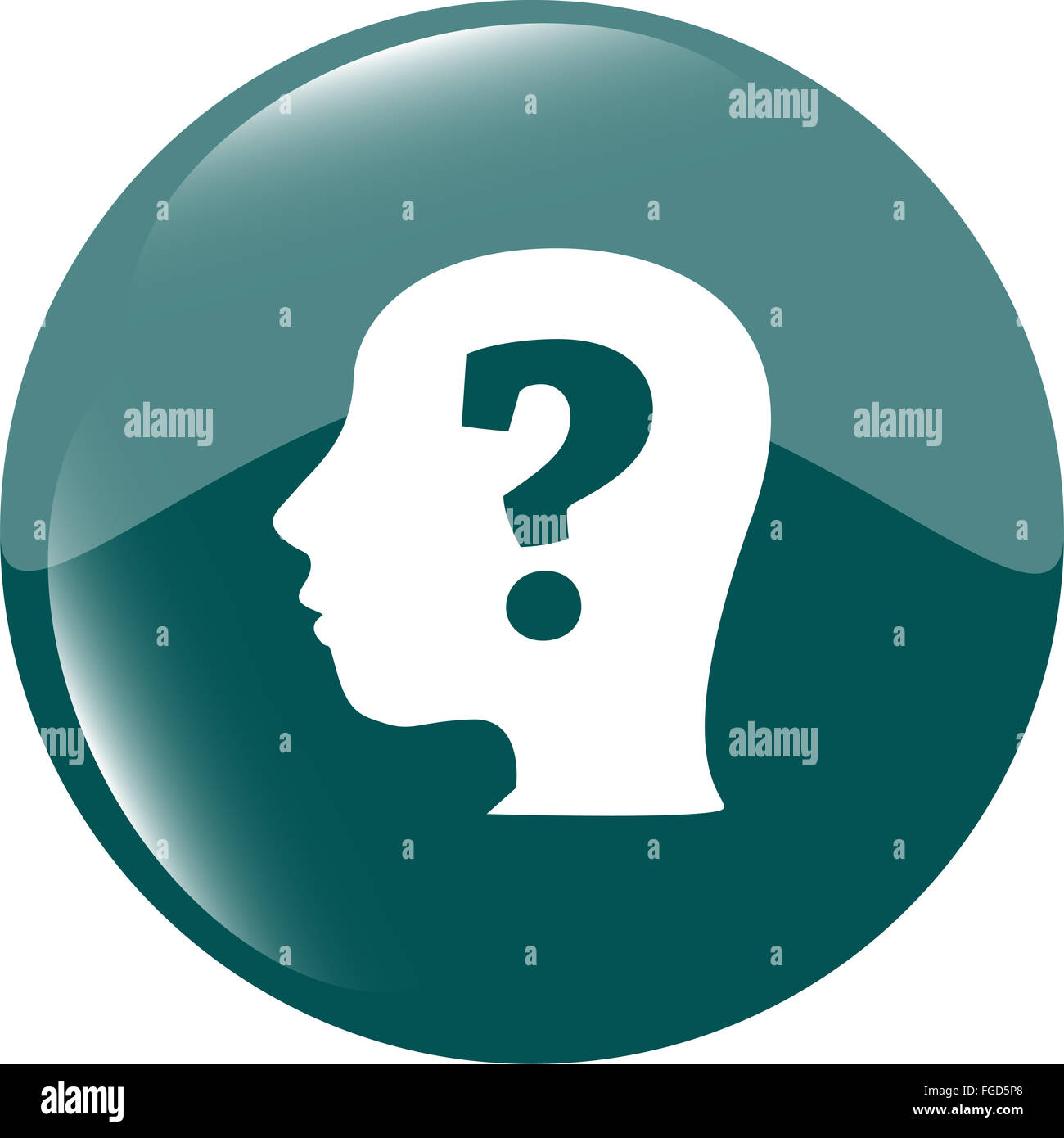 Human head with question mark symbol, web icon Stock Photo - Alamy
