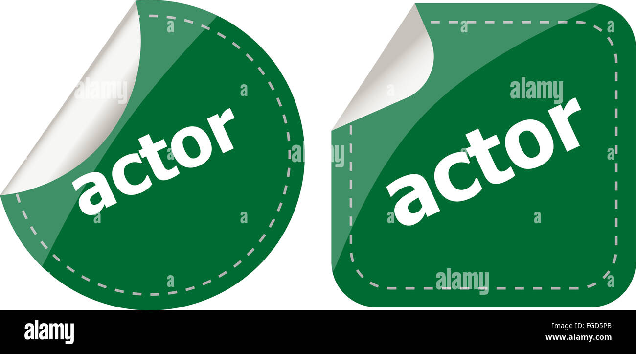 actor stickers set, icon button isolated on white Stock Photo - Alamy