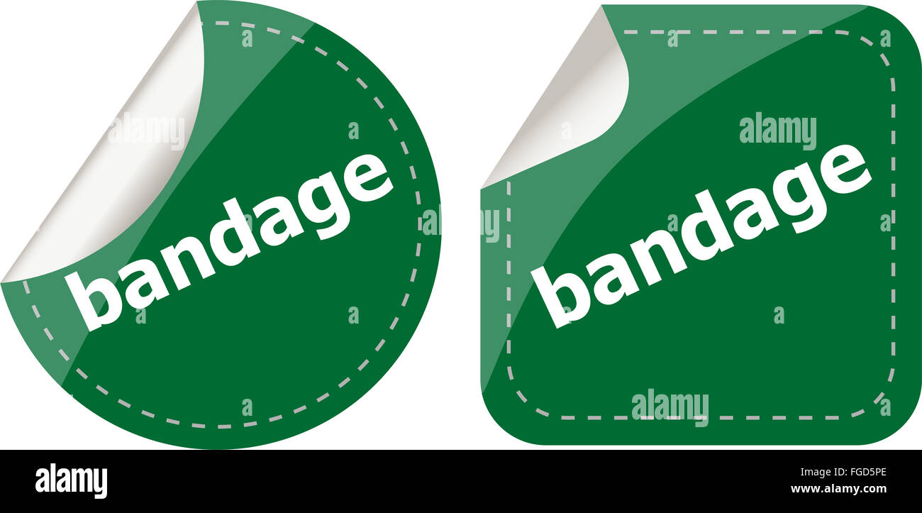 bandage word on stickers button set, label, business concept Stock ...