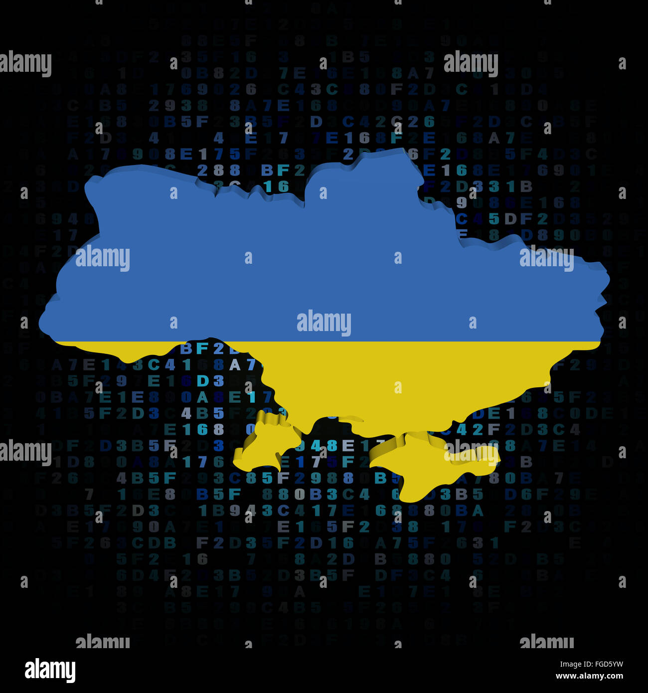 Ukraine map flag on hex code illustration Stock Photo - Alamy