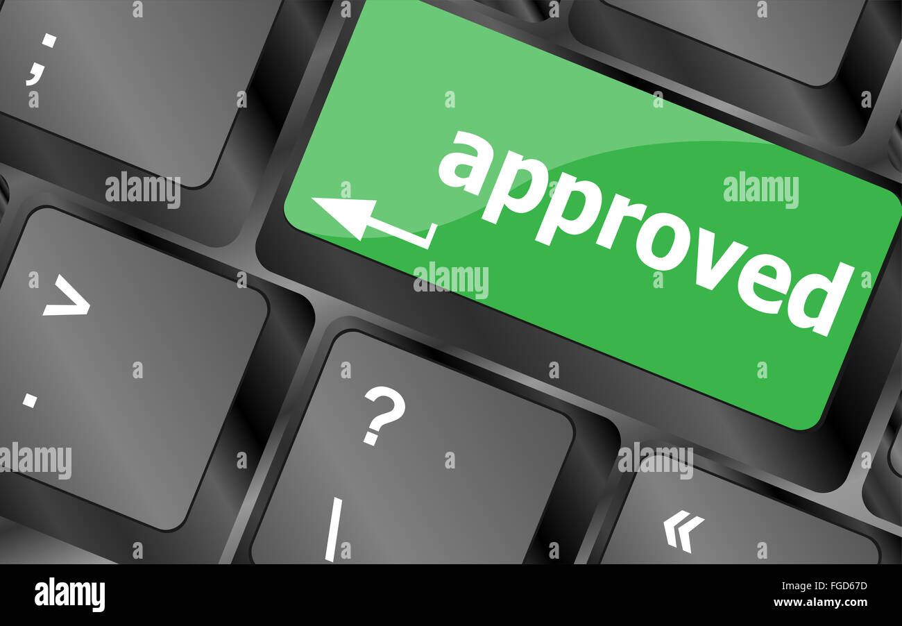 Approved word on a button keyboard, business concept Stock Photo - Alamy