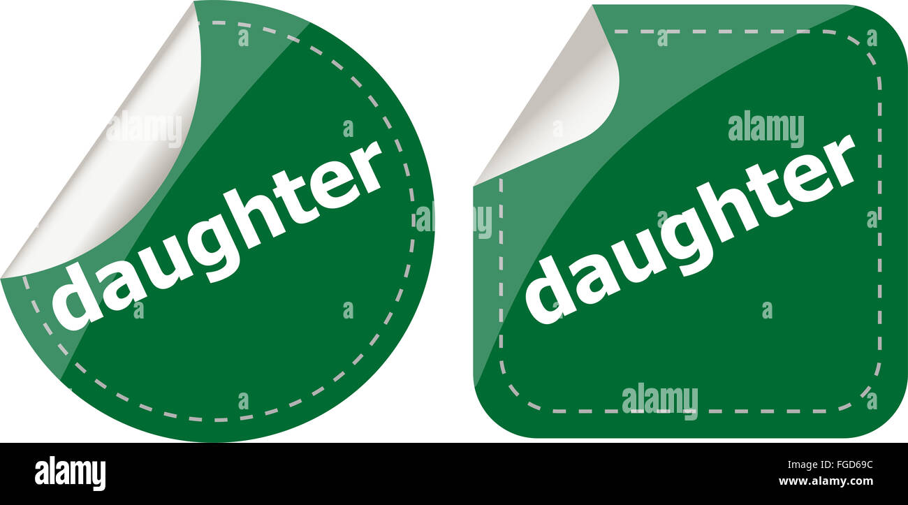 daughter word stickers web button set, label, icon Stock Photo - Alamy