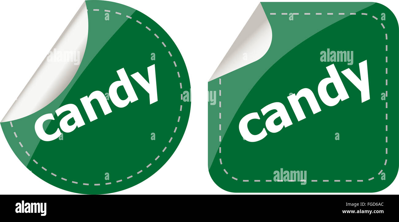 candy word stickers set, web icon button Stock Photo - Alamy