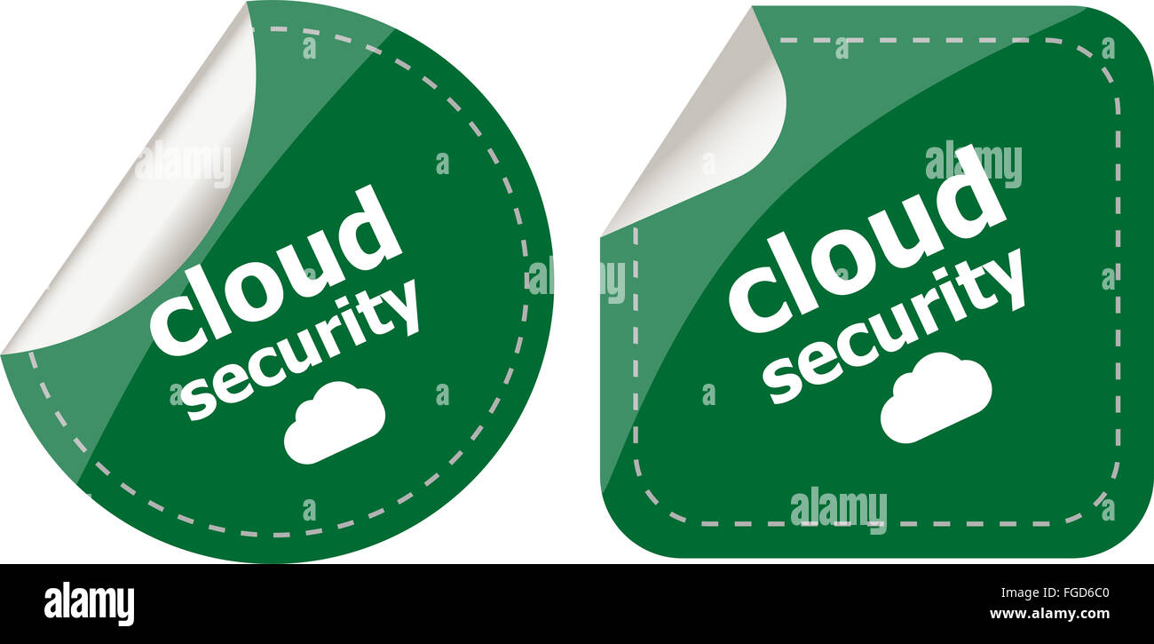cloud security stickers label tag set isolated on white Stock Photo - Alamy