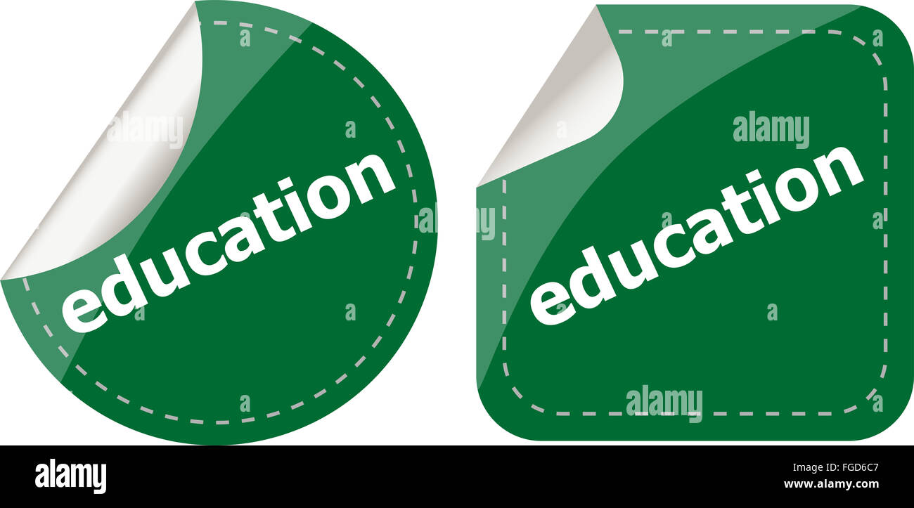 education stickers set on white, icon button isolated on white Stock ...