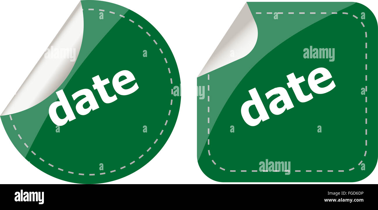 date word stickers web button set, label, icon Stock Photo - Alamy