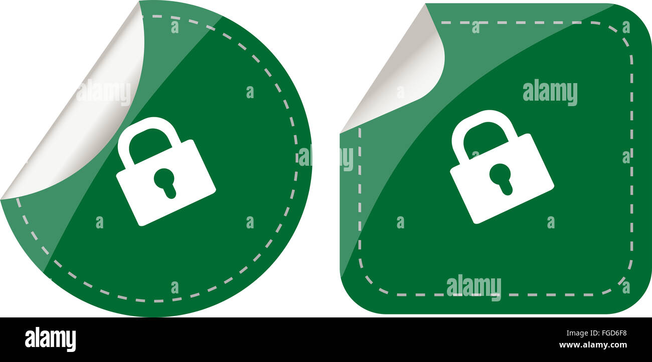 stickers set isolated on white with padlock, security concept Stock ...
