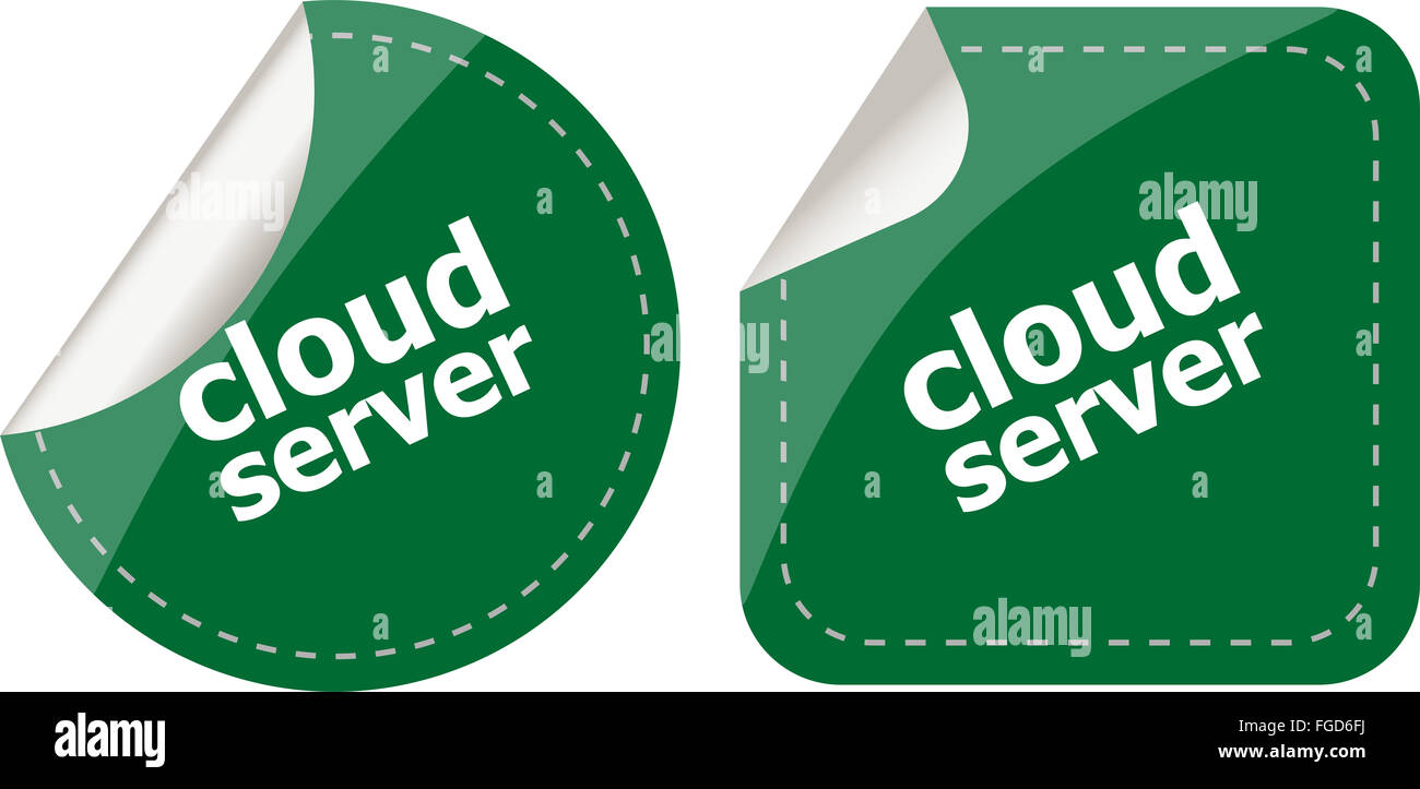 Cloud server computing concept, stickers label tag Stock Photo - Alamy