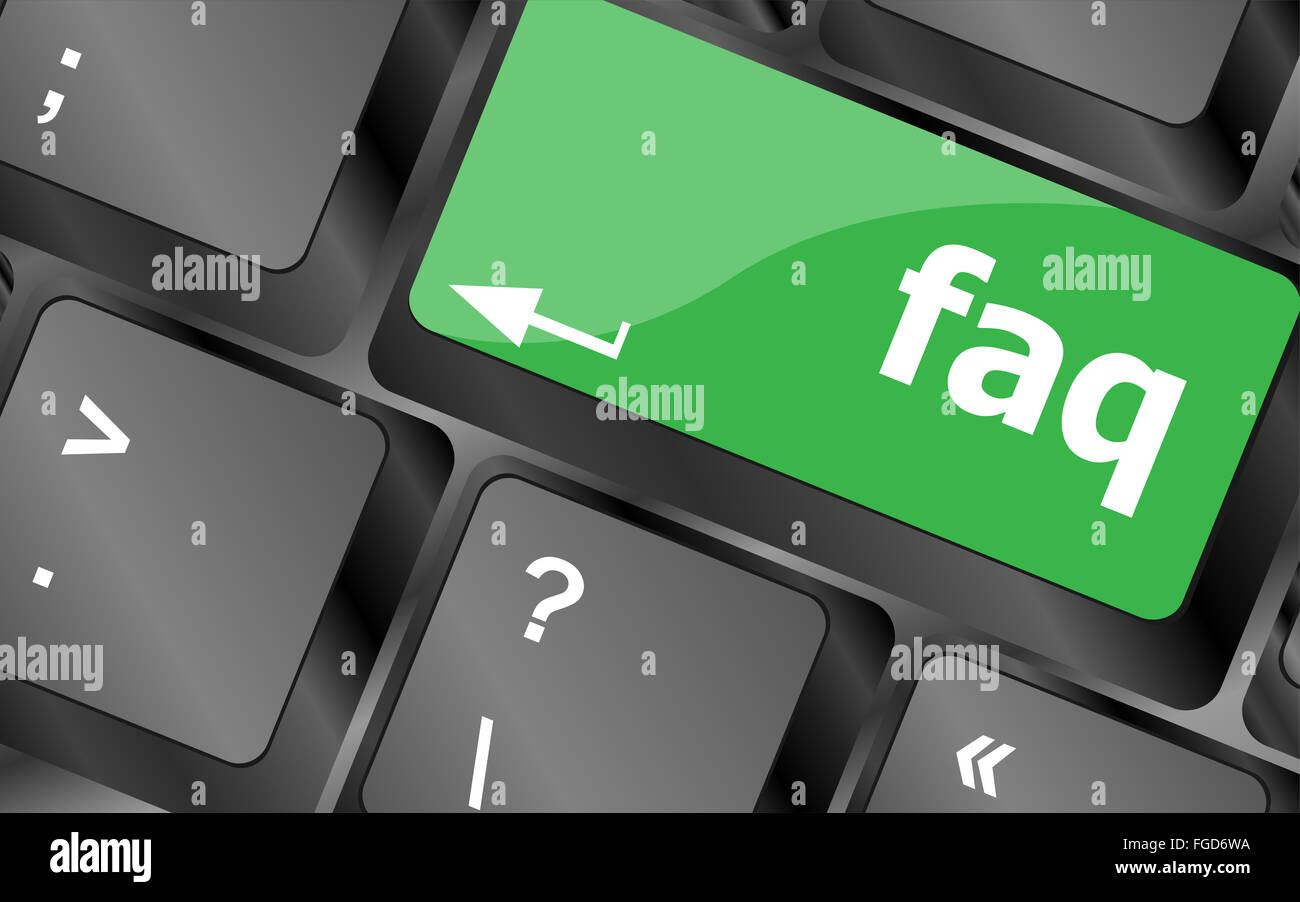 Computer keyboard key with key FAQ, closeup Stock Photo - Alamy