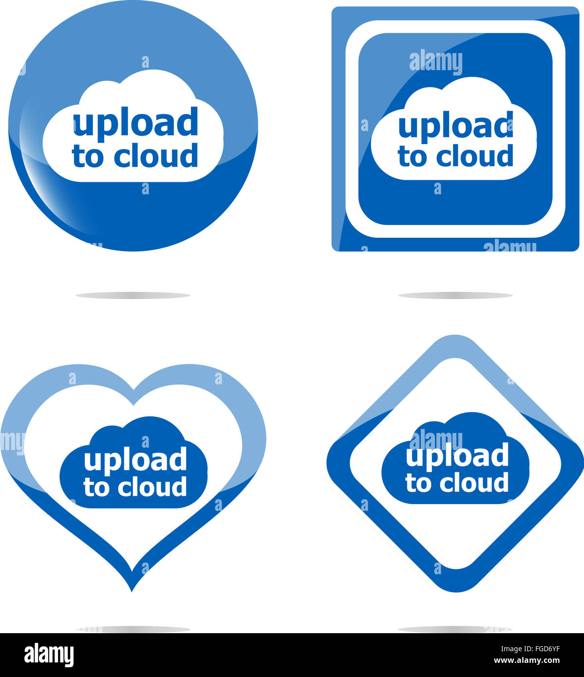 stickers label set business tag with upload to cloud word Stock Photo ...