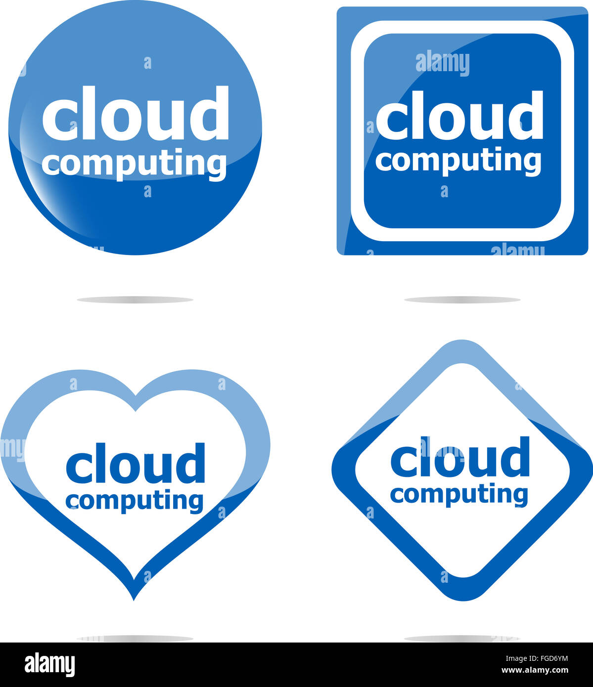 cloud computing stickers set isolated on white, icon button Stock Photo ...