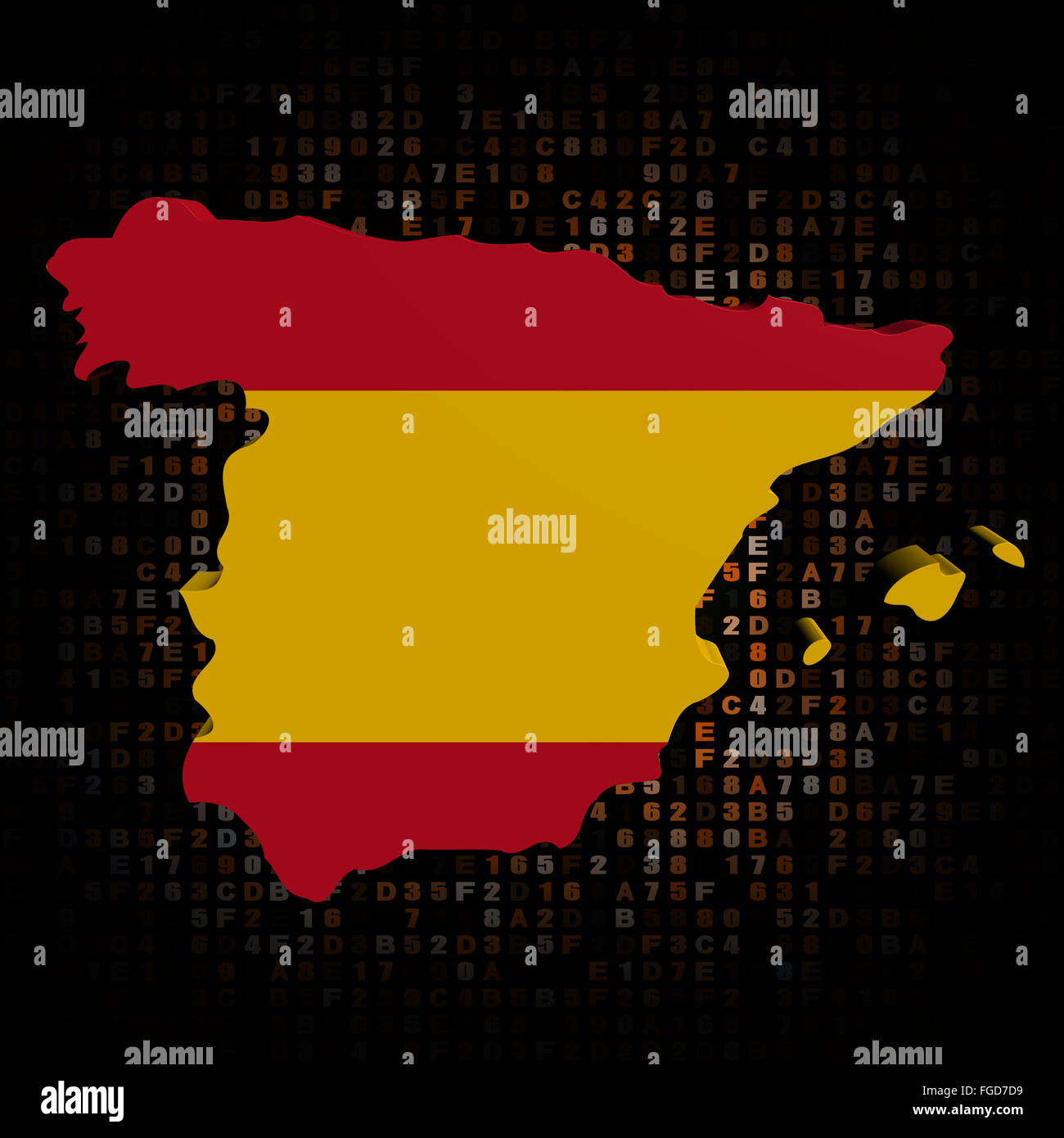 Spain map flag on hex code illustration Stock Photo - Alamy