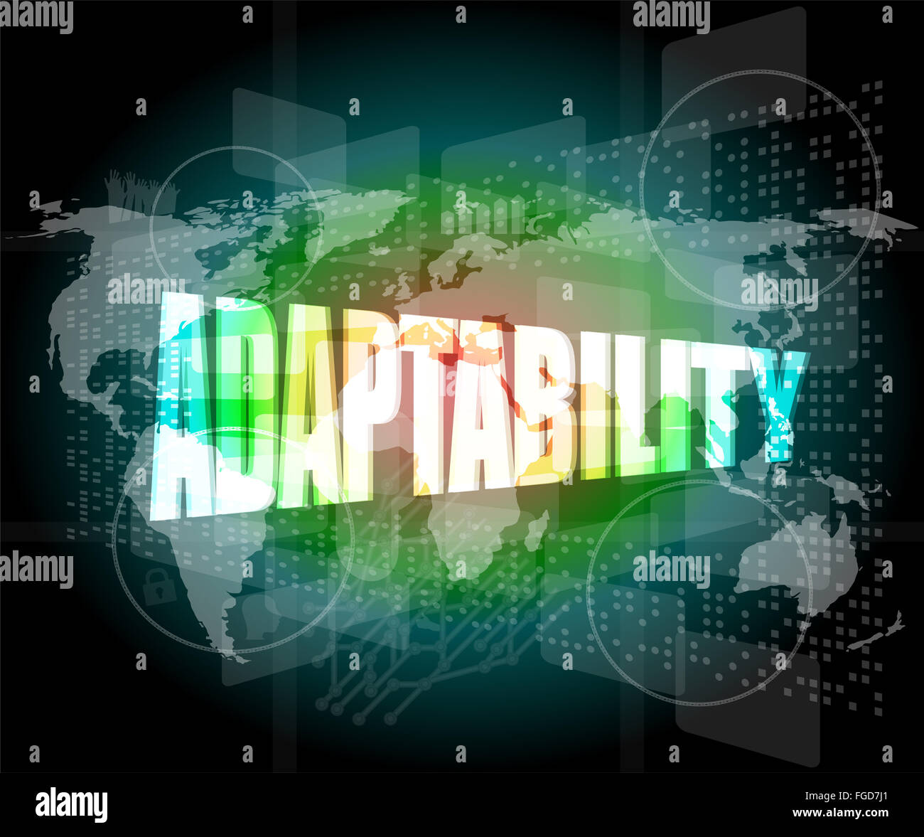adaptability word on digital screen. financial background Stock Photo ...