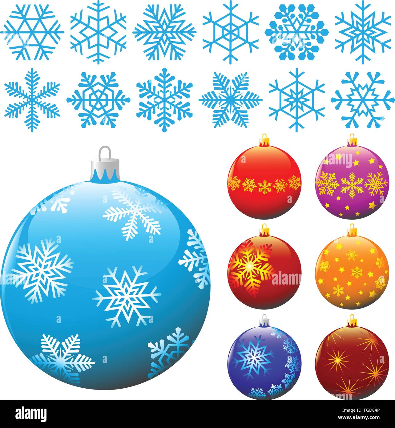 Collection of snowflakes and christmas balls Stock Vector Image & Art ...