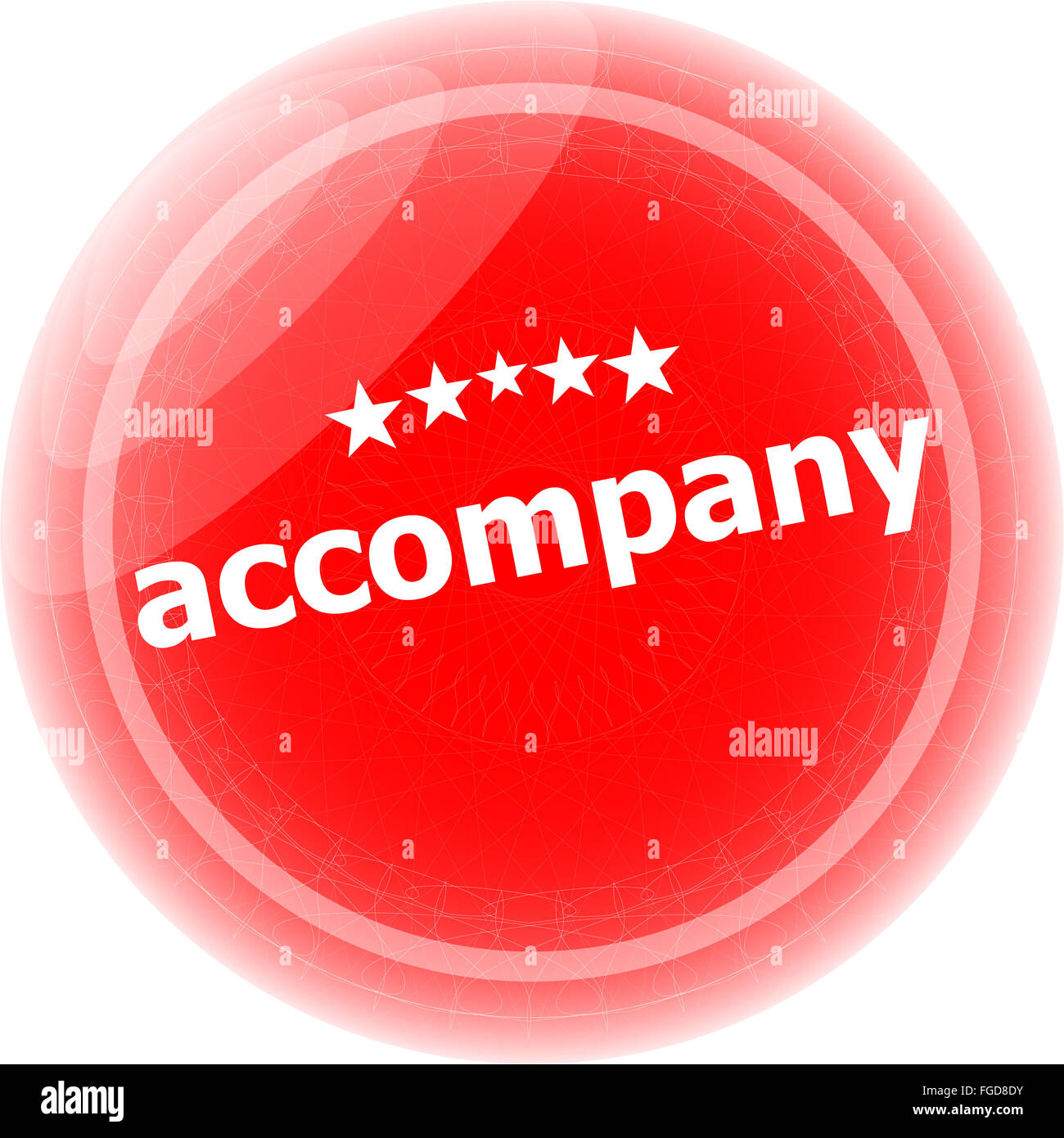 accompany red stickers on white, icon button Stock Photo - Alamy