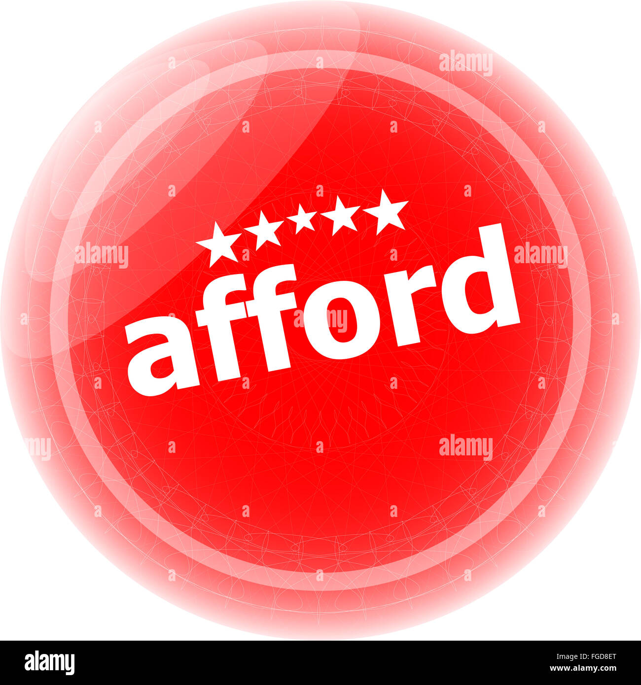afford word red stickers, icon button isolated on white Stock Photo - Alamy