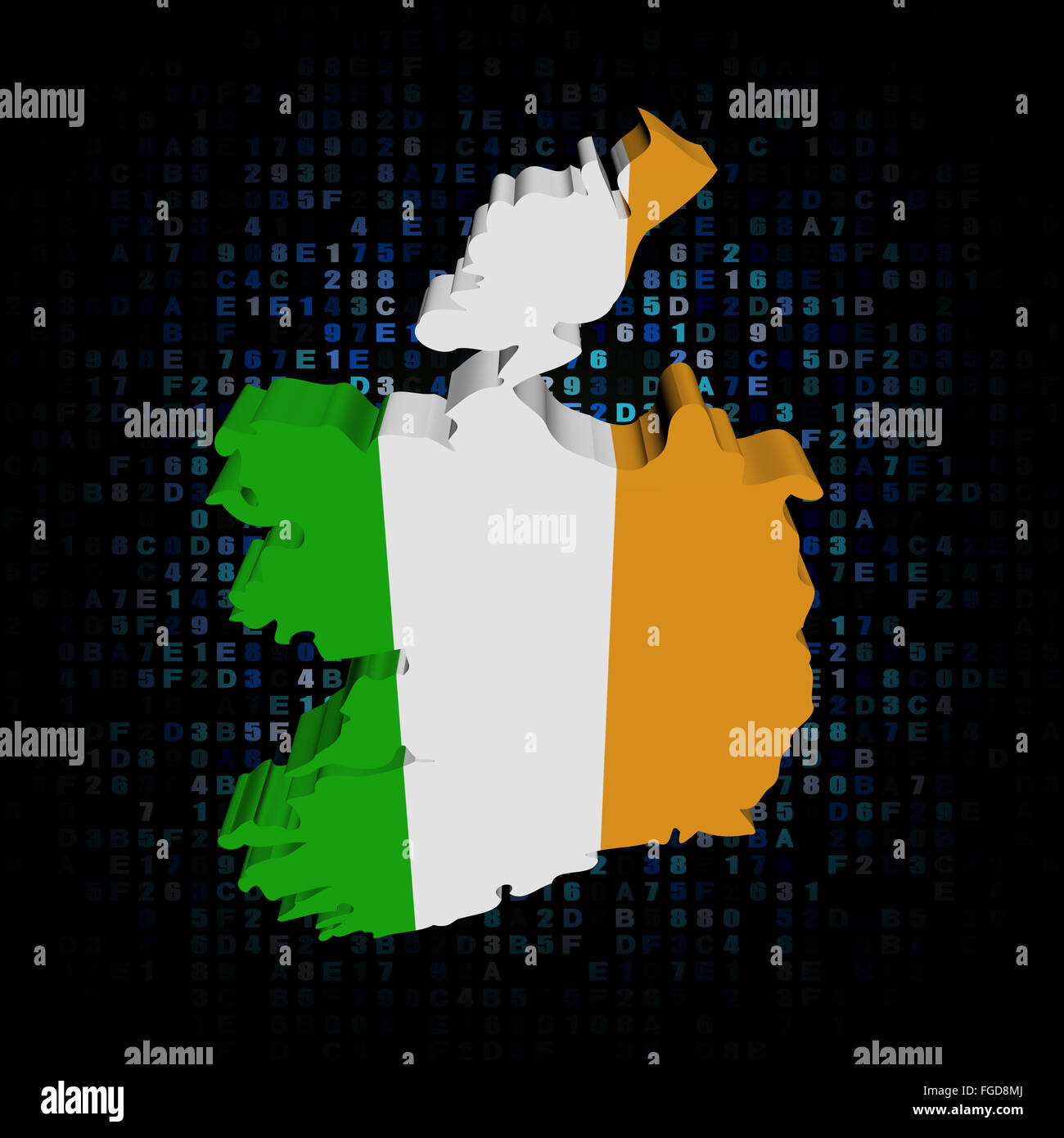 Ireland map flag on hex code illustration Stock Photo - Alamy