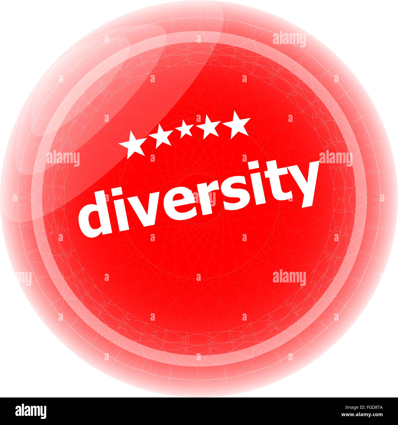 diversity word on red stickers button, label Stock Photo - Alamy