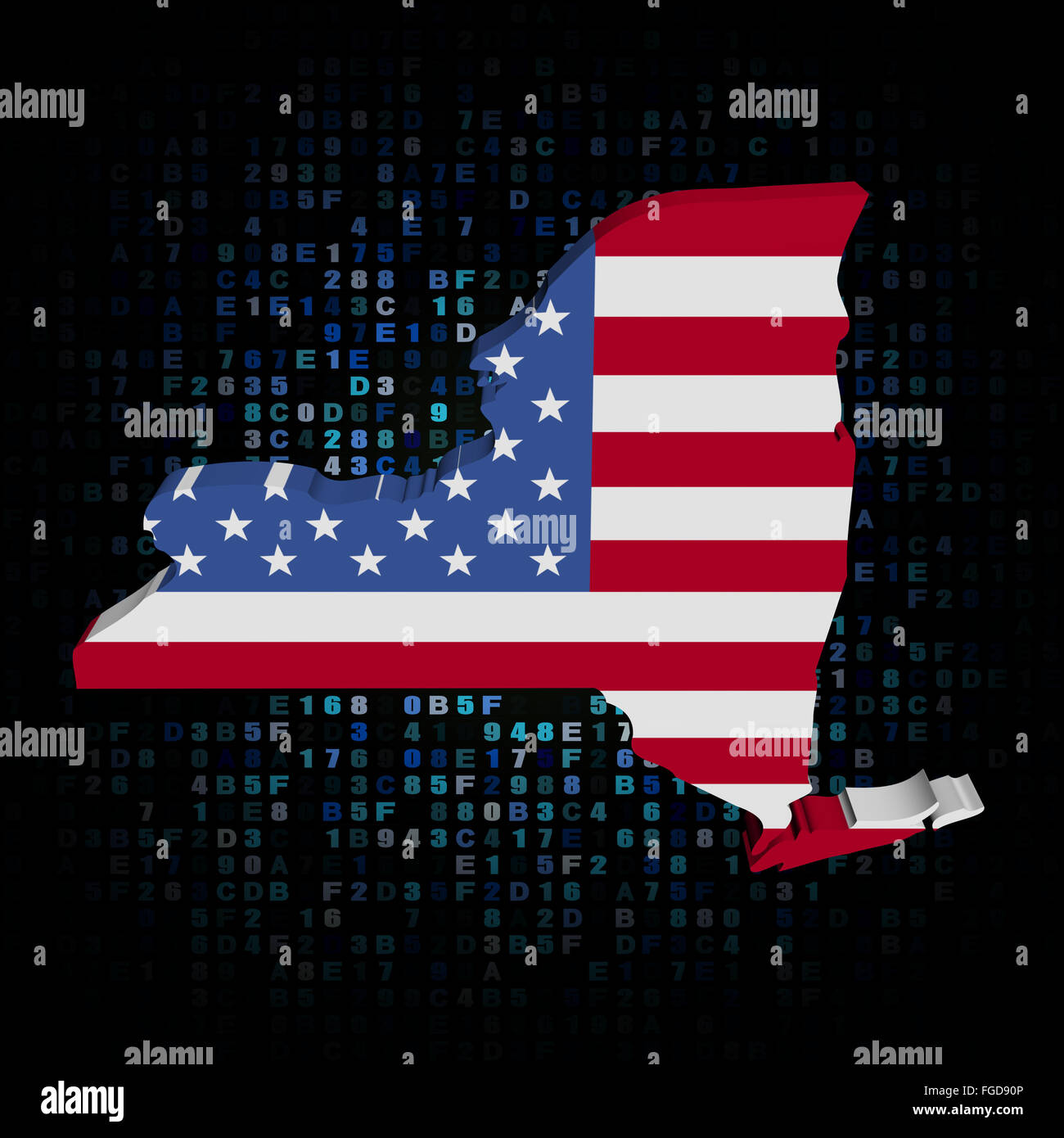 New York map flag on hex code illustration Stock Photo - Alamy