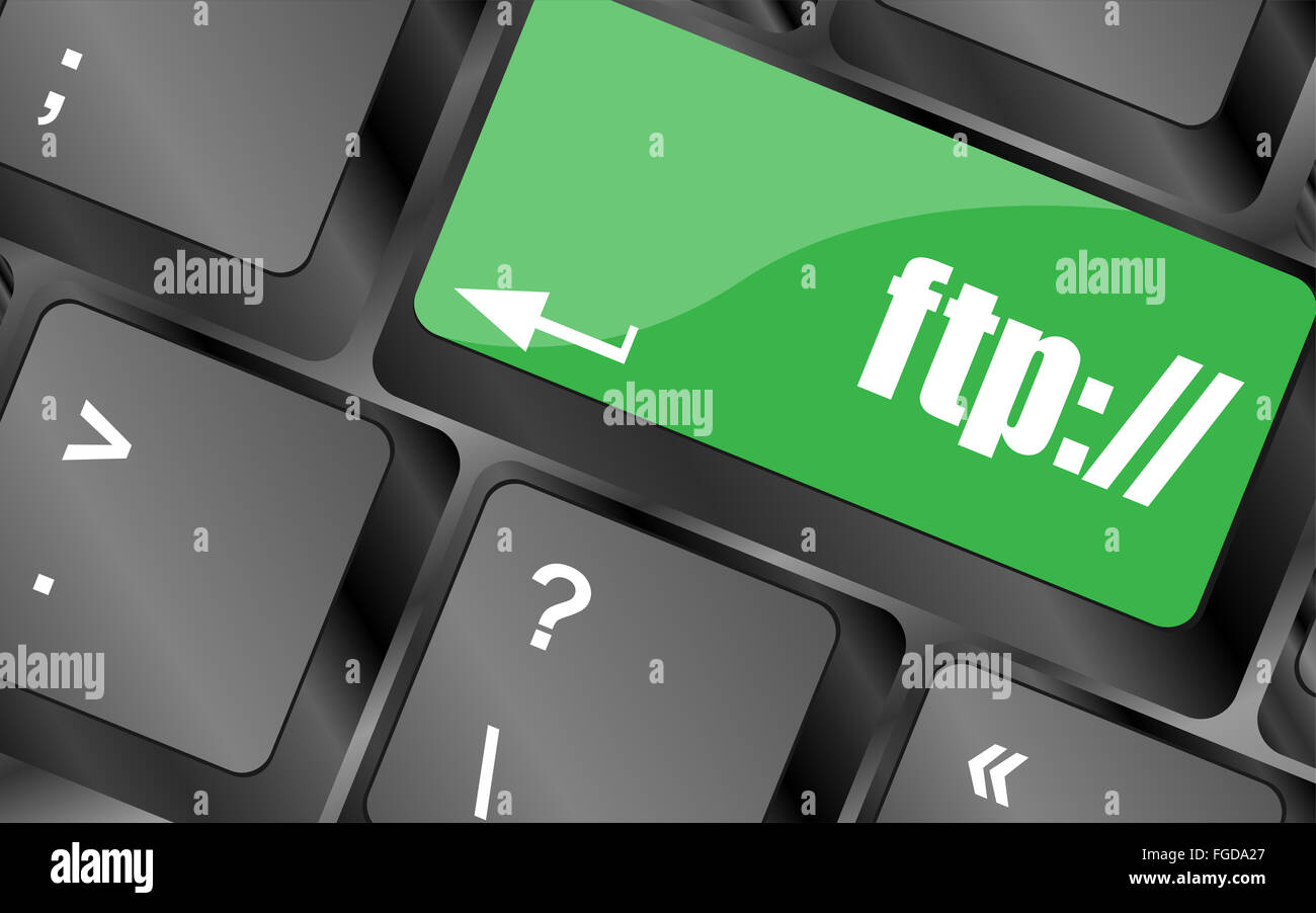 Computer keyboard with ftp key, technology background Stock Photo - Alamy