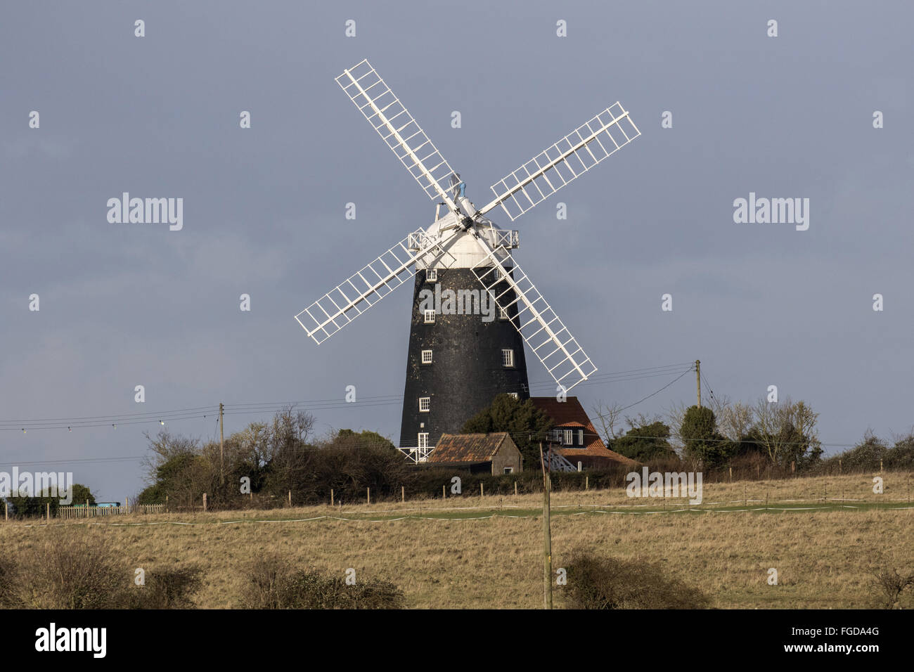 The Tower Windmill at Burnham Overy Staithe - North Norfolk Stock Photo ...