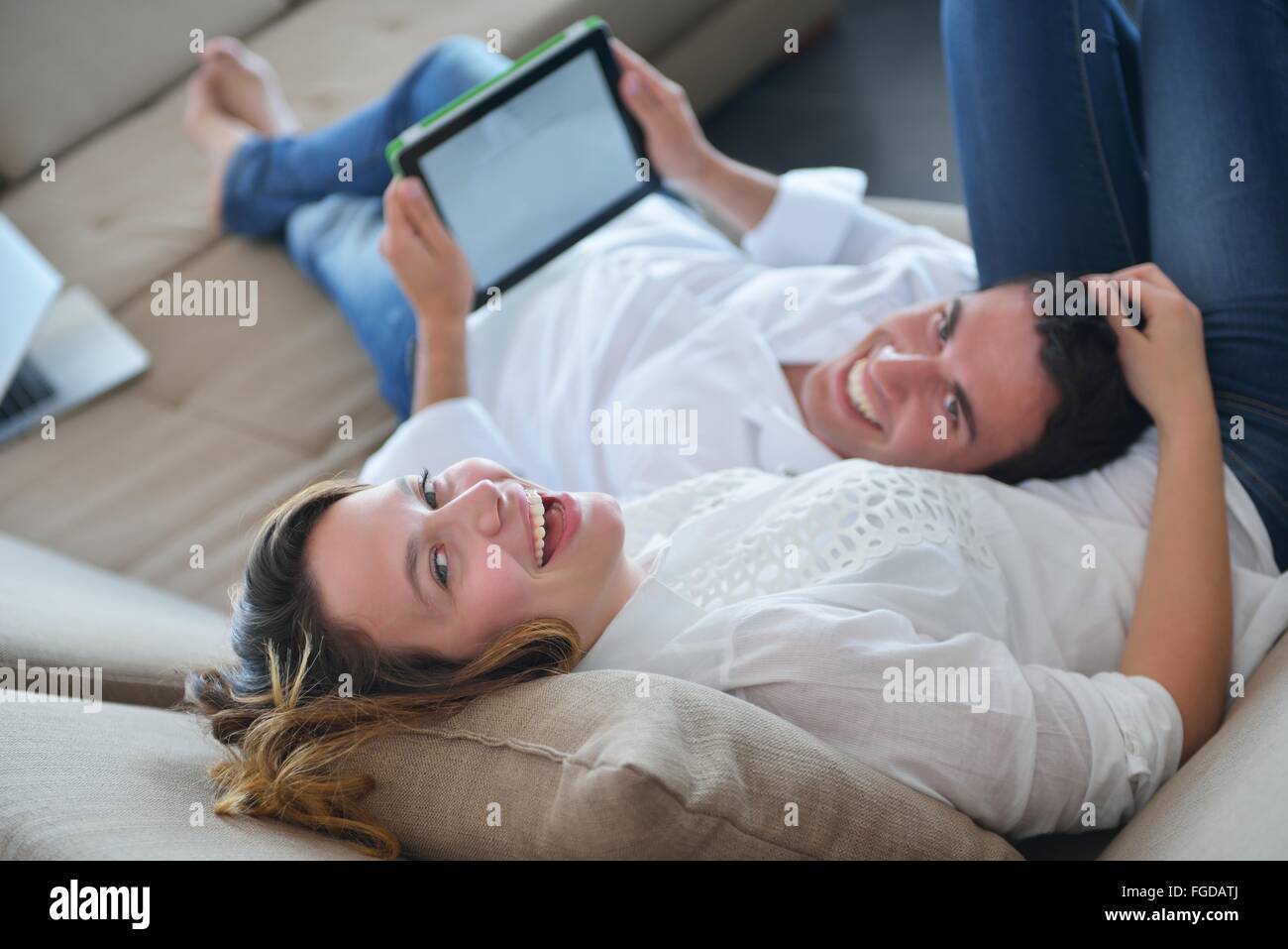 Beautiful couple using modern hi-res stock photography and images - Alamy