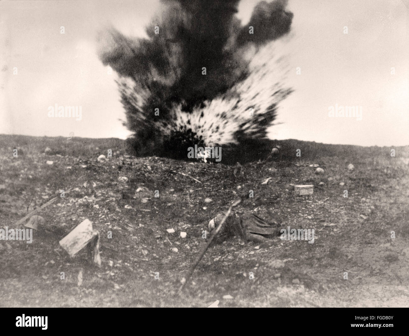 Explosion of an artillery shell at the front during the Battle of ...