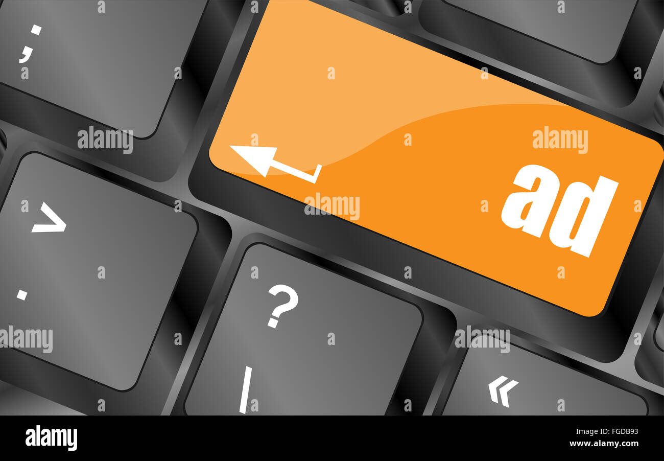 Marketing concept: computer keyboard with word Ad Stock Photo - Alamy
